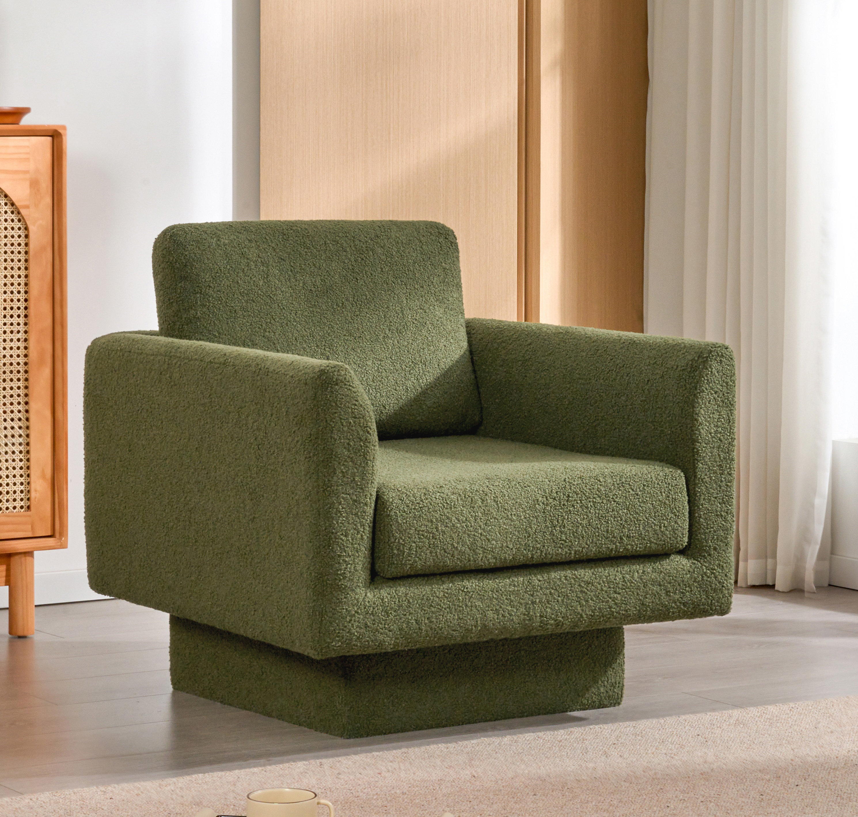 Latitude Run® [New+Video]360° Modern Swivel Accent Chair,30" W Teddy ...